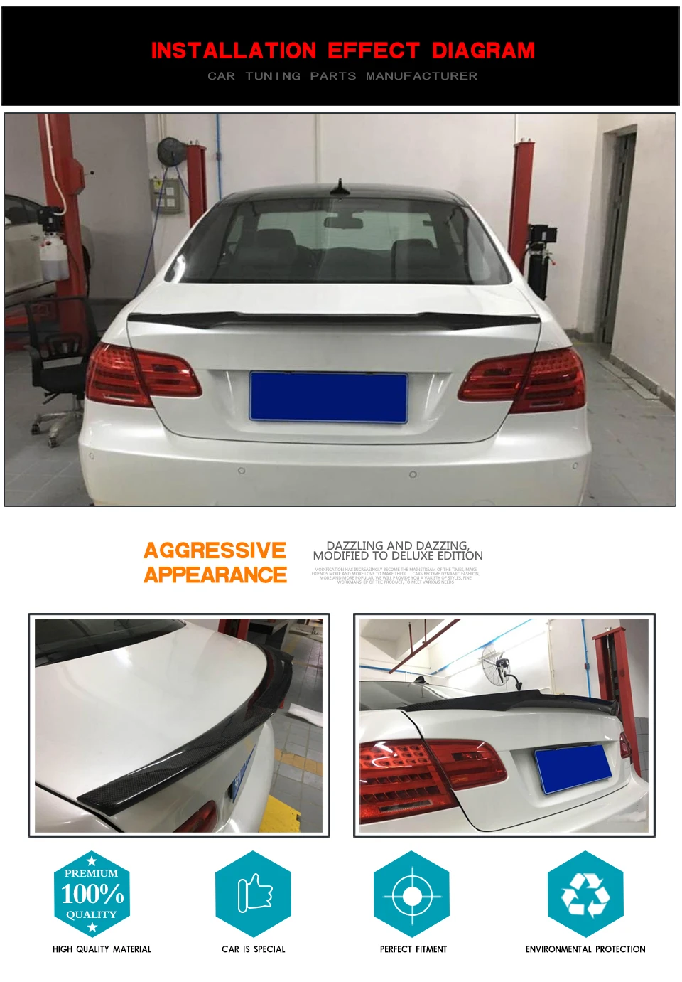 Carbon Fiber E92 Ducktail Wing Spoiler for BMW M3 & 3 Series