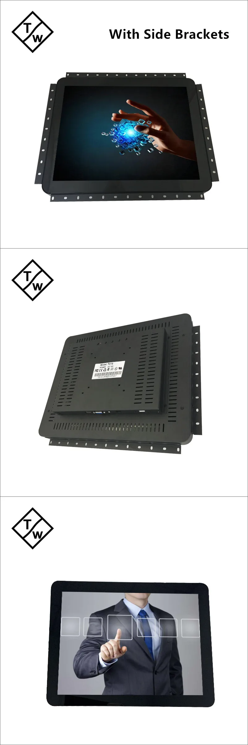 TC15 Metal Frame 15 Inch IPS VGA Monitor with Touch Screen