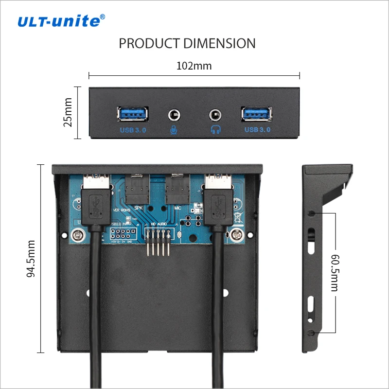 3.5 Inch Custom 2 Port Usb 3.0 Computer Case Front Panel With Hd Audio ...