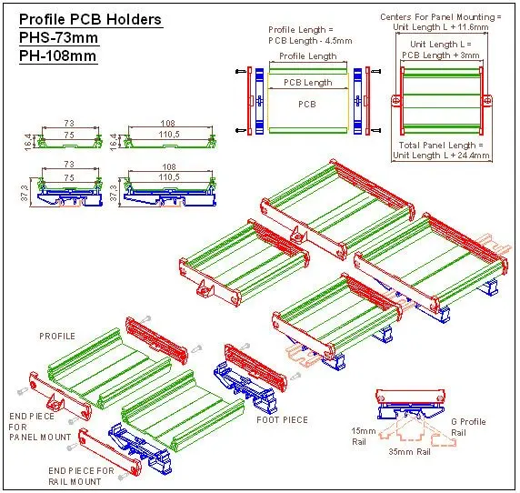 Plastic Panel Mount PCB Holders 108*305mm - Junction Box