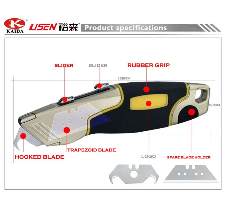 Tool Cutter Trapezoid Blade Zinc Alloy Twin Blade Utility Cutter - Buy ...