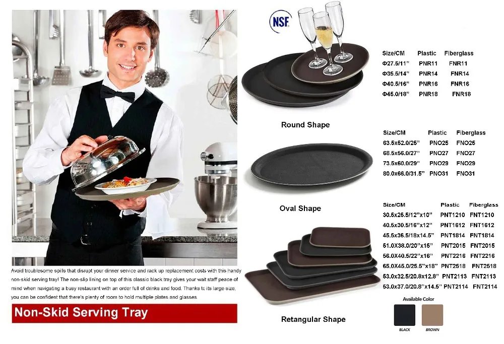NSF 14 & 16 Inch Non Skid Tray - Perfect for Hotels & Restaurants