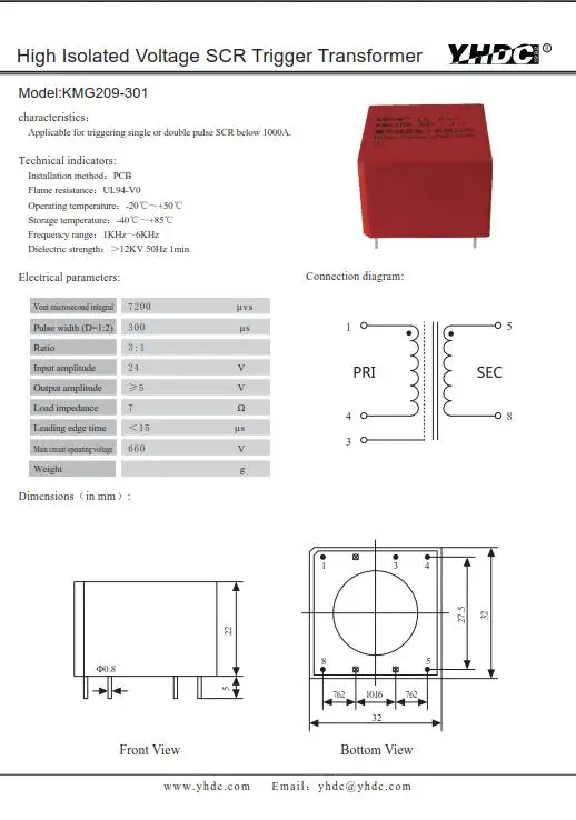 1khz-6khz High Isolation Voltage Scr Trigger Transformer - Buy Trigger ...