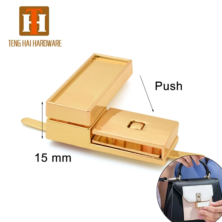 Fashion Handbag Hardware Bag Lock Metal Push Lock For Bag - Buy Metal ...