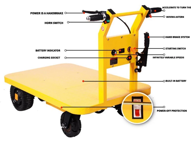 300kg 500kg 1000kg battery operated 4 wheels platform cargo trolley ...