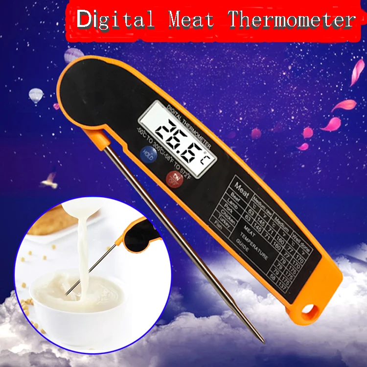 Digital Food Thermometer Foldable Probe Cooking Mini Pocket Meat ...