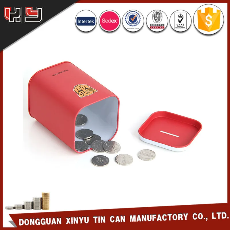 Wholesale Cute Square Piggy Bank Tin Box Factory Supplier Tin Can Money ...