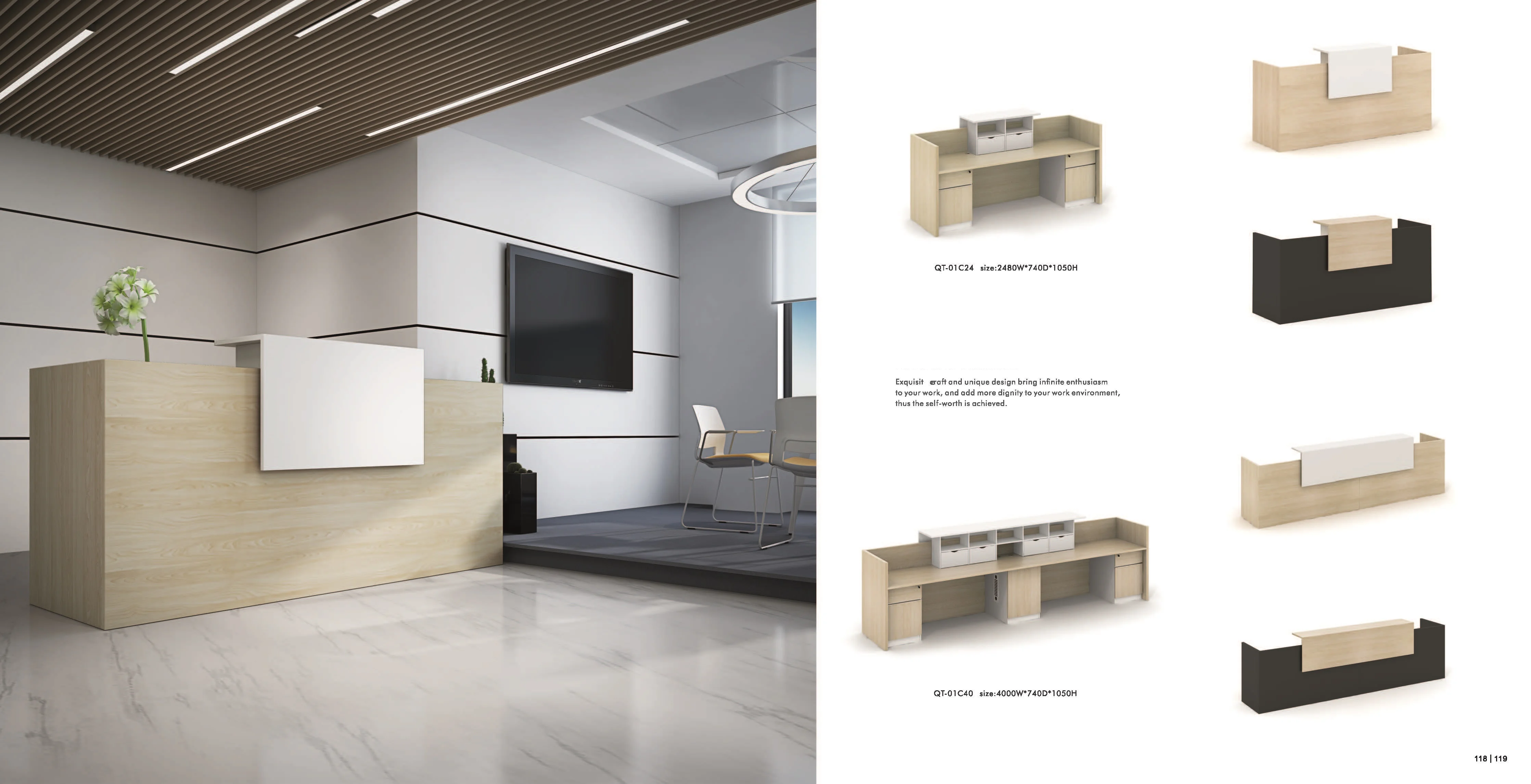 Modern Reception Desks Color Matching Counter Front Desk Counter(qt ...