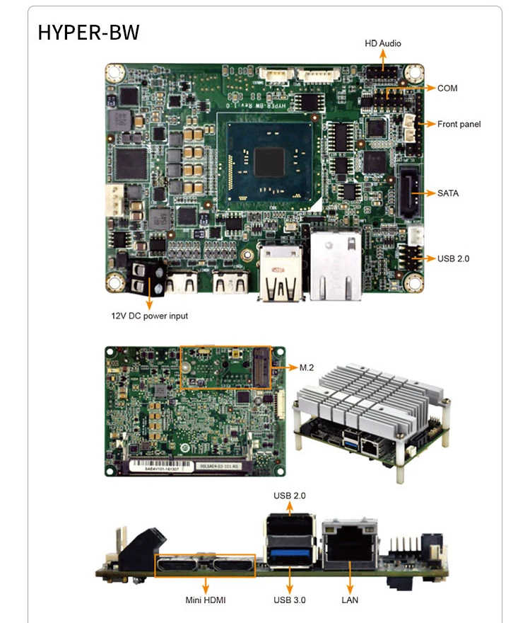 IEI HYPER-BW-E8 Pico-ITX SBC 와 Intel Atom 14nm quad-core x5-E8000 up to 2.00 천헤르쯔 (5 와트) on ...