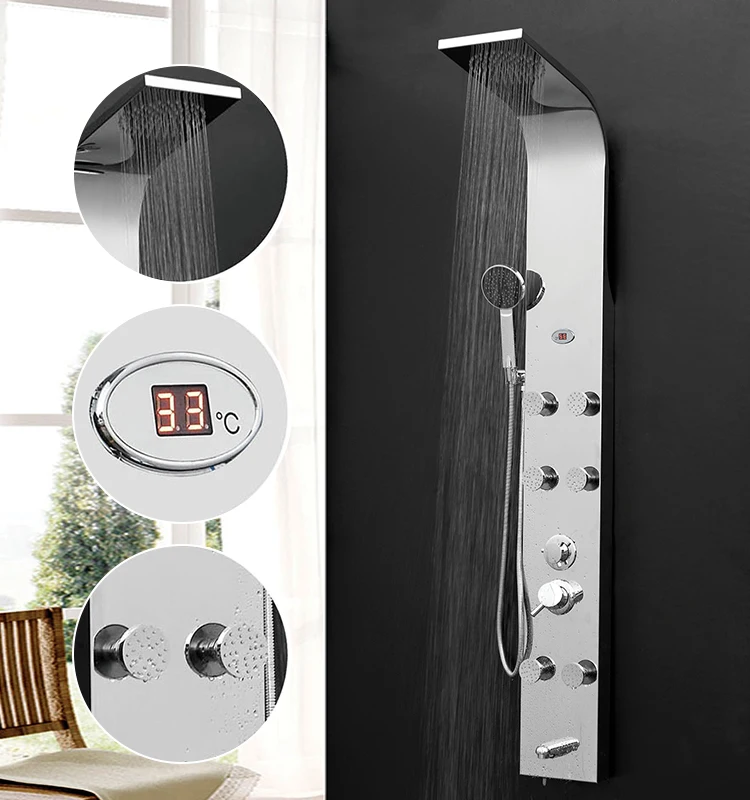 Titanium Gold Swinging At 4 Levels Controlled Shower Tower Systems With ...