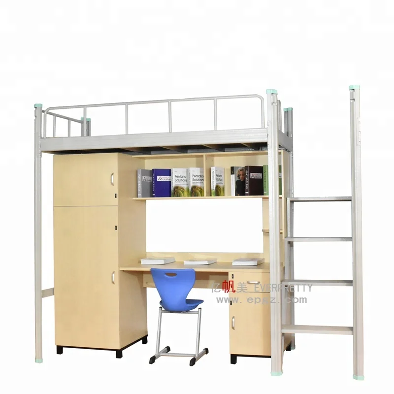 Boarding School Bunk Single Bed with Study Table - Everpretty