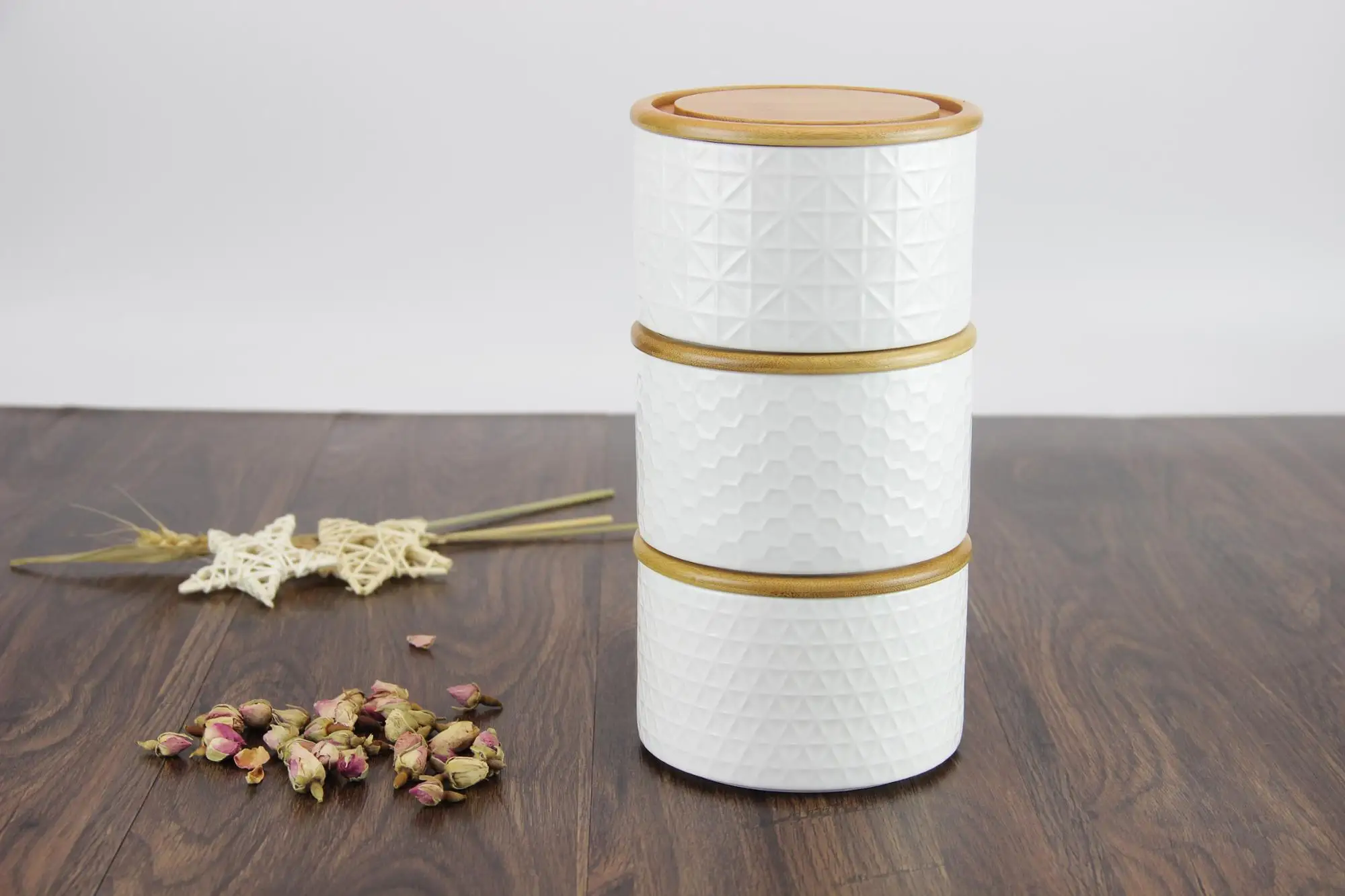 Eco Friendly Ceramic Spice Storage Canister For Storage Jar With Bamboo ...