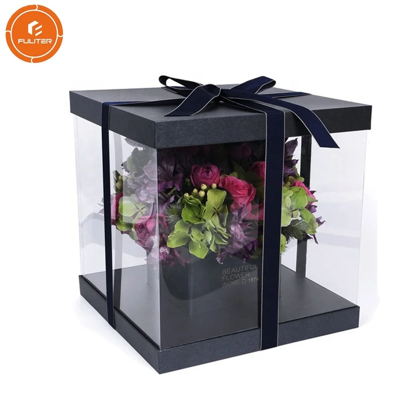 Luxury Transparent Clear Plastic Hexagon Flower Box Custom Fresh Rose ...