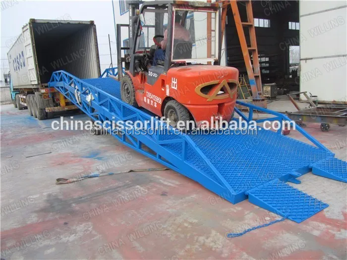 Antiskid Mobile Loading Dock Ramp Slope / Hydraulic Loading Truck Dump ...
