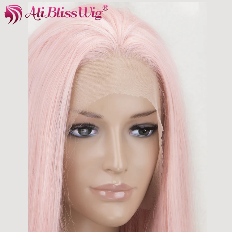 Ali Bliss Wig Fluorescent Powder Pink 30" Long Natural Straight Heat Ok ...