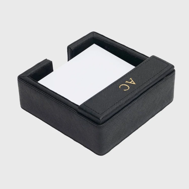 Wholesale Black Saffiano Leather Sticky Notes Box Memo Box - Buy Memo ...