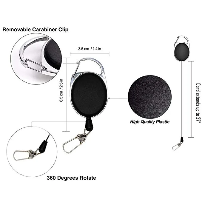 Fly Fishing Zinger Retractor Cable Retractable Key Chain Reel Quick ...