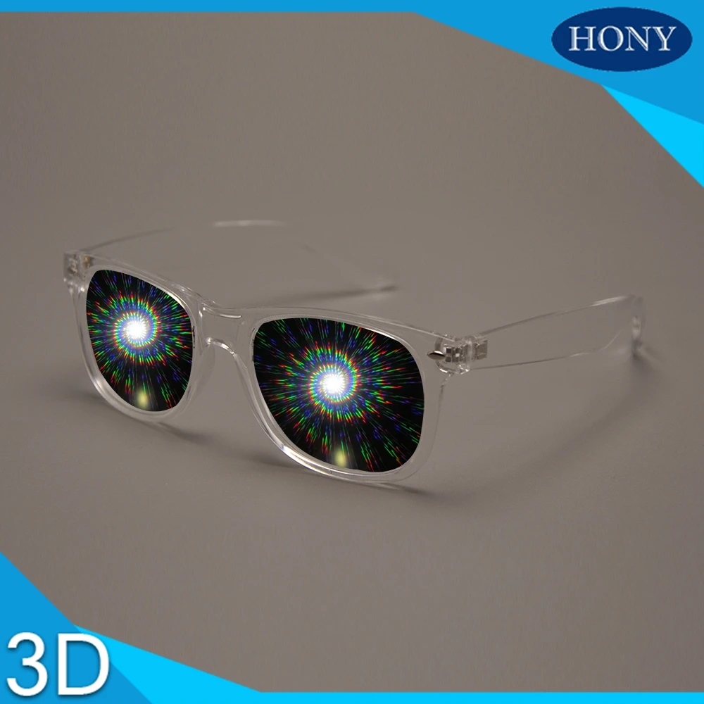 Concerts Music Events Club Custom Logo 3d Spiral Effect Fireworks Diffraction Glasses Plastic