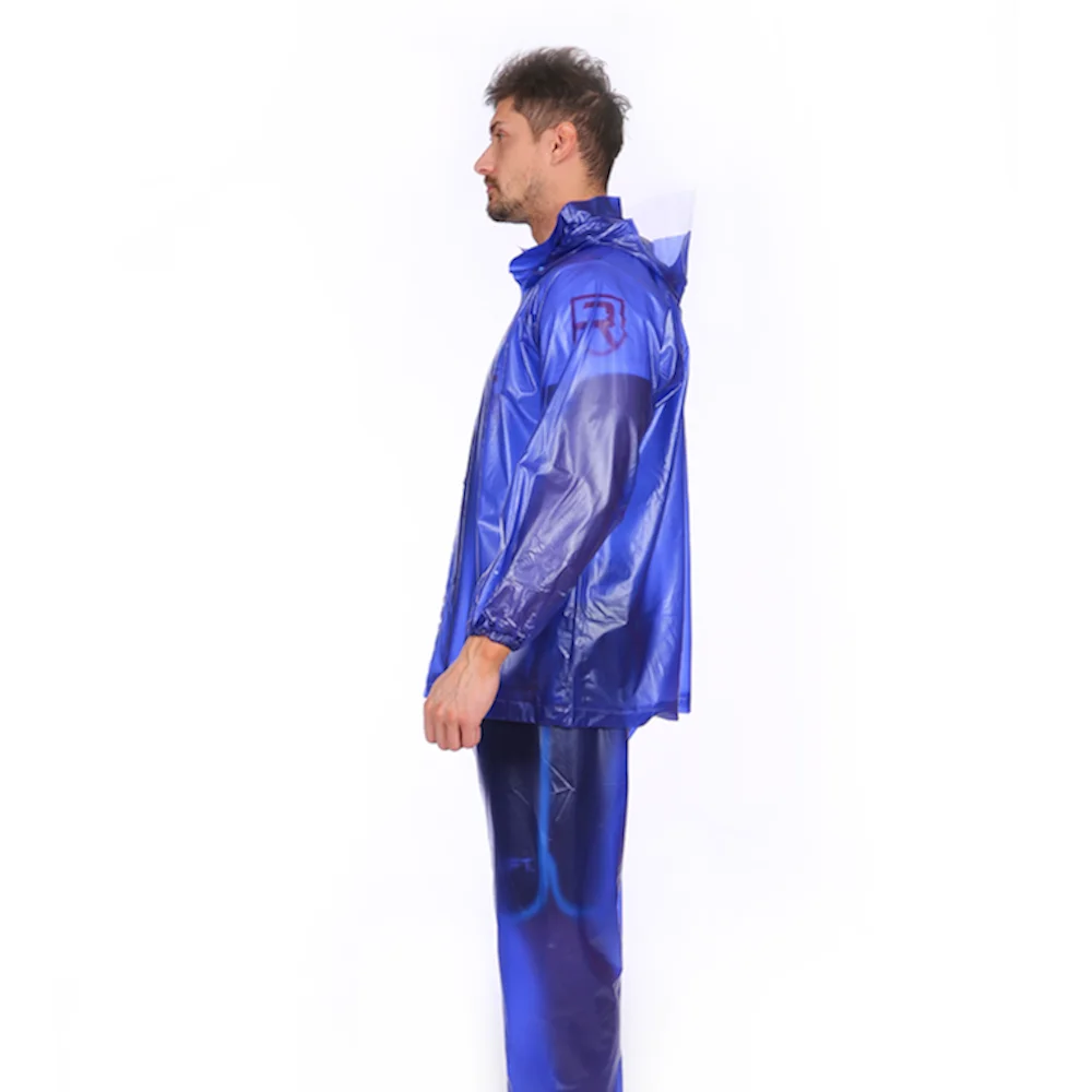 100% Waterproof Outdoor Work Adult Blue Rubber Pvc Raincoat Rain Suit ...