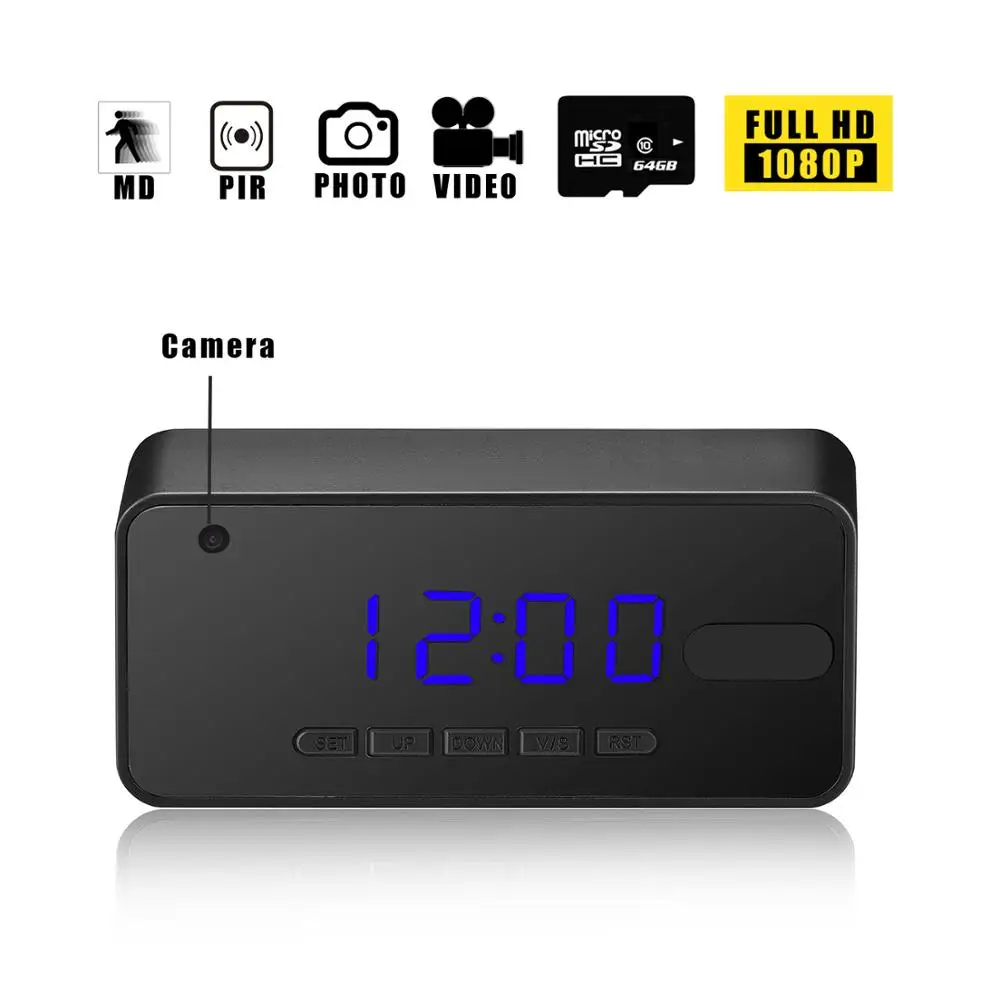 Pir Hidden Camera Clock Long Time Recording Fullhd 1080p Night Vision ...