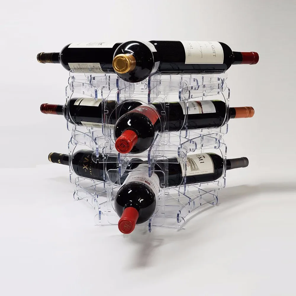 New Custom Easy Assembly Acrylic Inter Locking Wine Bottle Holer Clear ...