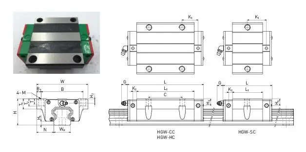 Hiwin Guideway Linear Blocks Hgw45ca Hgw45cc Hgw45ha Hgh45hc Flange Type - Buy Linear Blocks ...