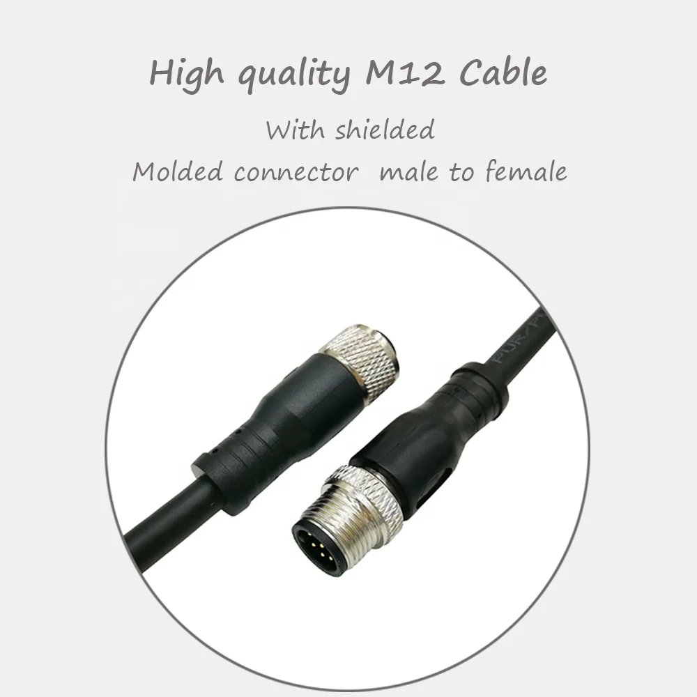 M12 8Pin cable male to female connector M12 code X sensor cable ...