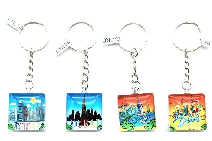 Custom Shaped Glass Dubai Tourist Souvenir Keychain Cool Keychains ...
