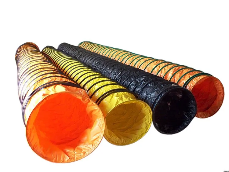Orange And Black Color Collapsible Ventilation Pvc Polyester Air Duct ...