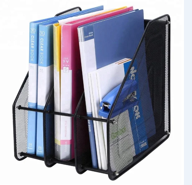 Desk Accessories 3 Compartment Document Stand Brochure Sorter Magazine ...