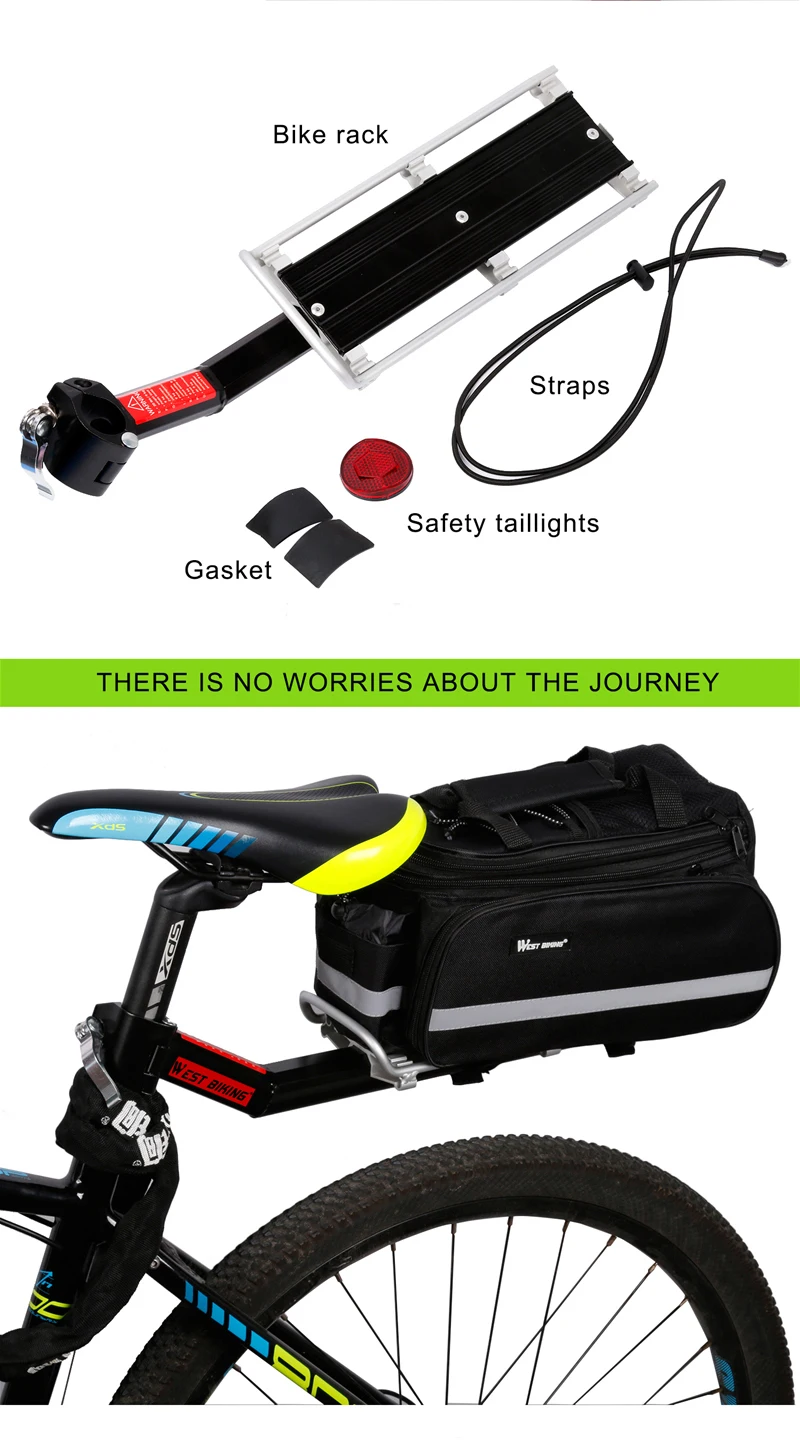 West Biking Bicycle Rack Cycling Luggage Carrier Cargo Rear Rack ...