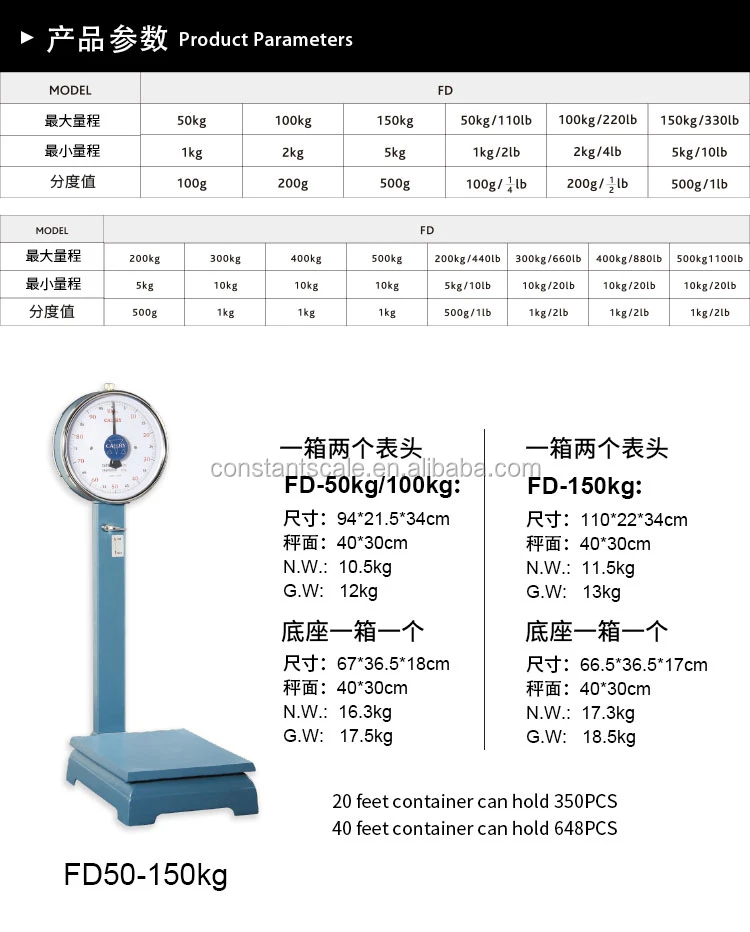 Gamme de FD-300kg Camry 200kg/300kg/500kg Cadrans simples ou doubles ...