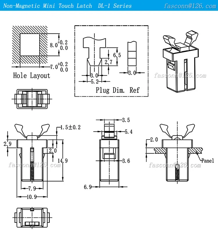 Plastic Small Push Push Latch Switch - Non Magnetic Mini Touch Latch