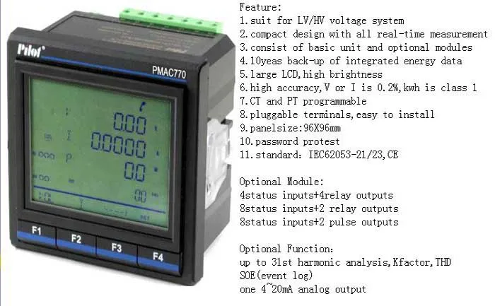 Pmac770 Medidor De Poder De Comunicación Modbus,Analizador De Calidad ...
