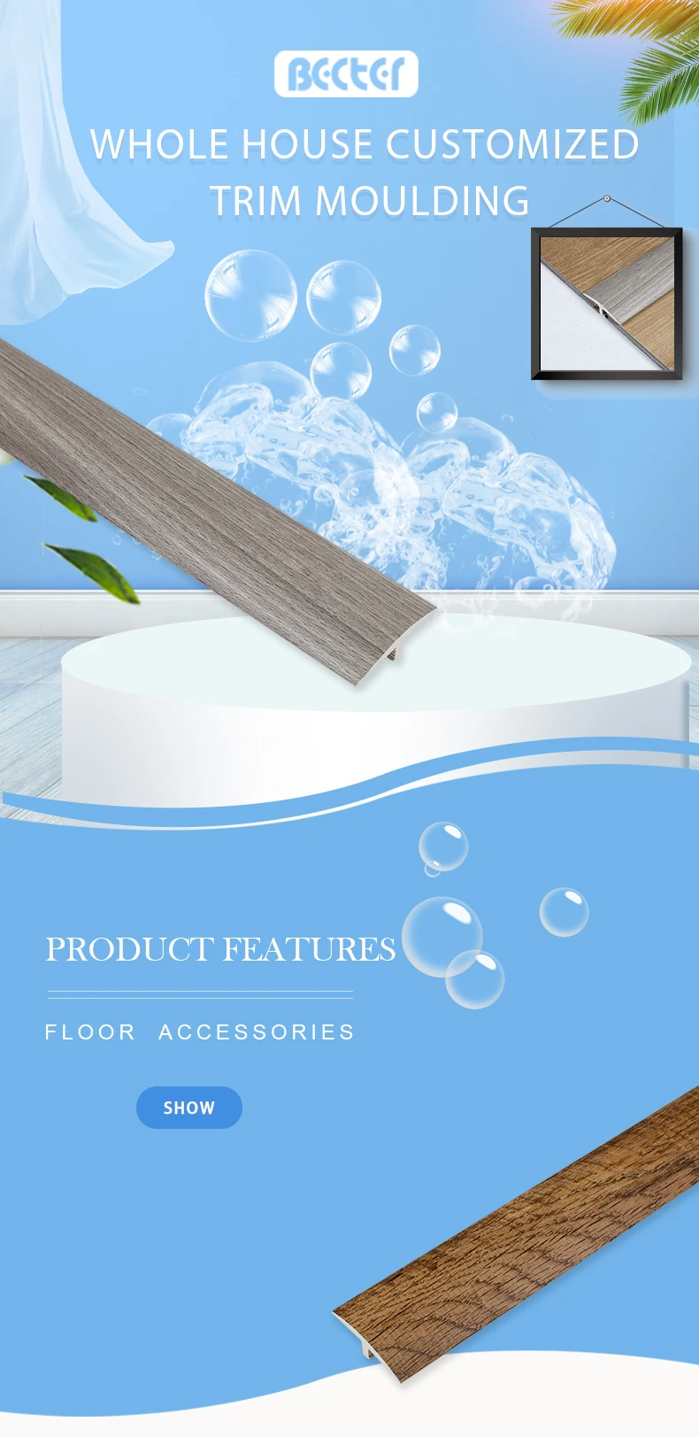 8mm Laminate Floor Plastic Threshold PVC T-Molding Profile