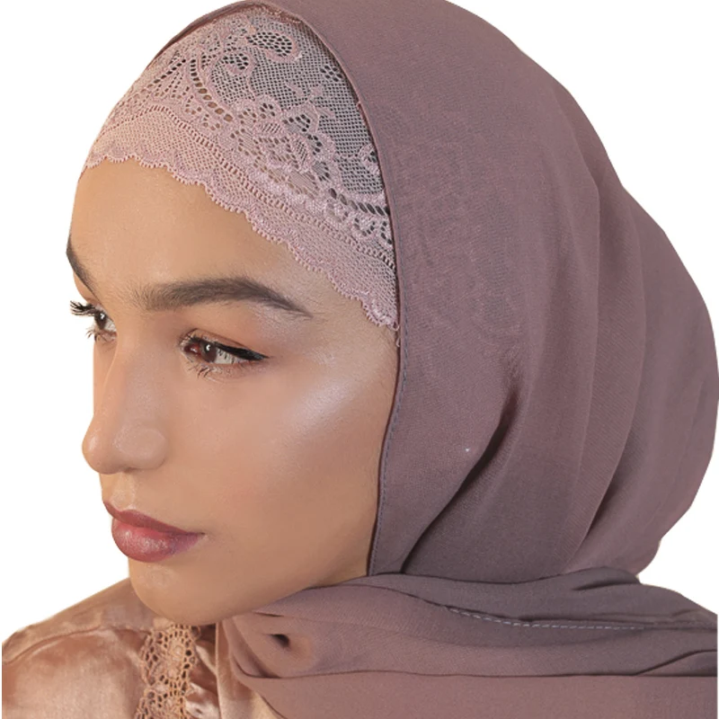 Stock 14 Colors Muslim Inner Hijab Islamic Tube Caps Fashion Women Lace ...