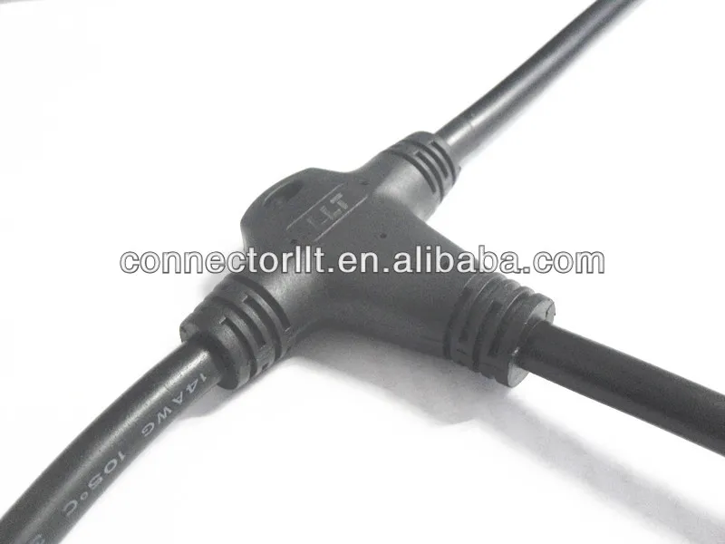 Waterproof T connector 3-way wire splitter, View Straight Molded 3-Way ...