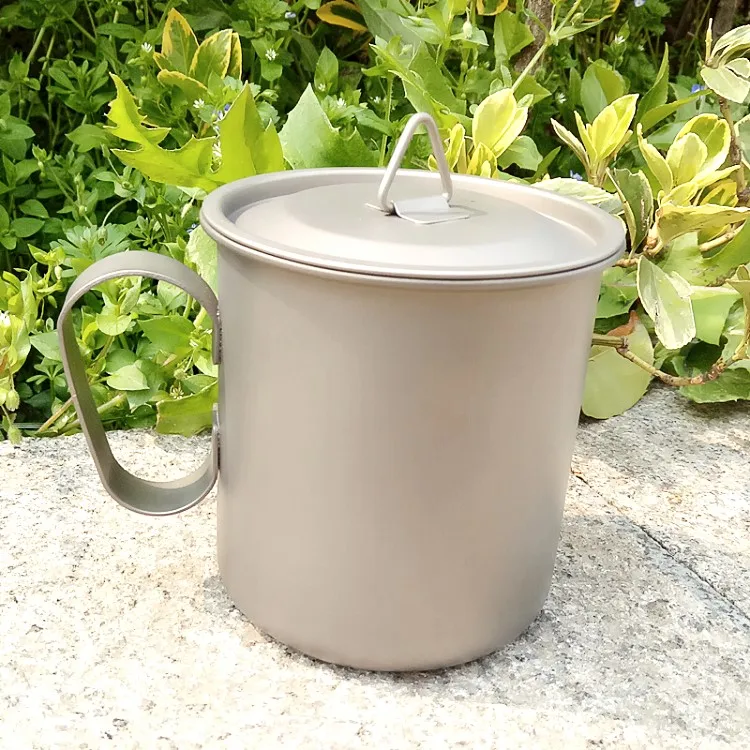 Camping Mug Titanium Pot Folding Handle 400ml Pure Titanium Mugs With ...