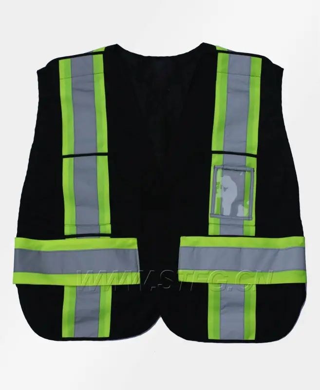 Black Reflective Vest Mesh Safety Vest - Buy Black Reflective Vest,100% ...