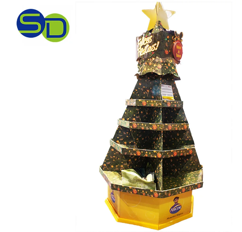 3 Layer Cardboard Christmas Tree Shaped Pallet Display For Gifits Toys ...
