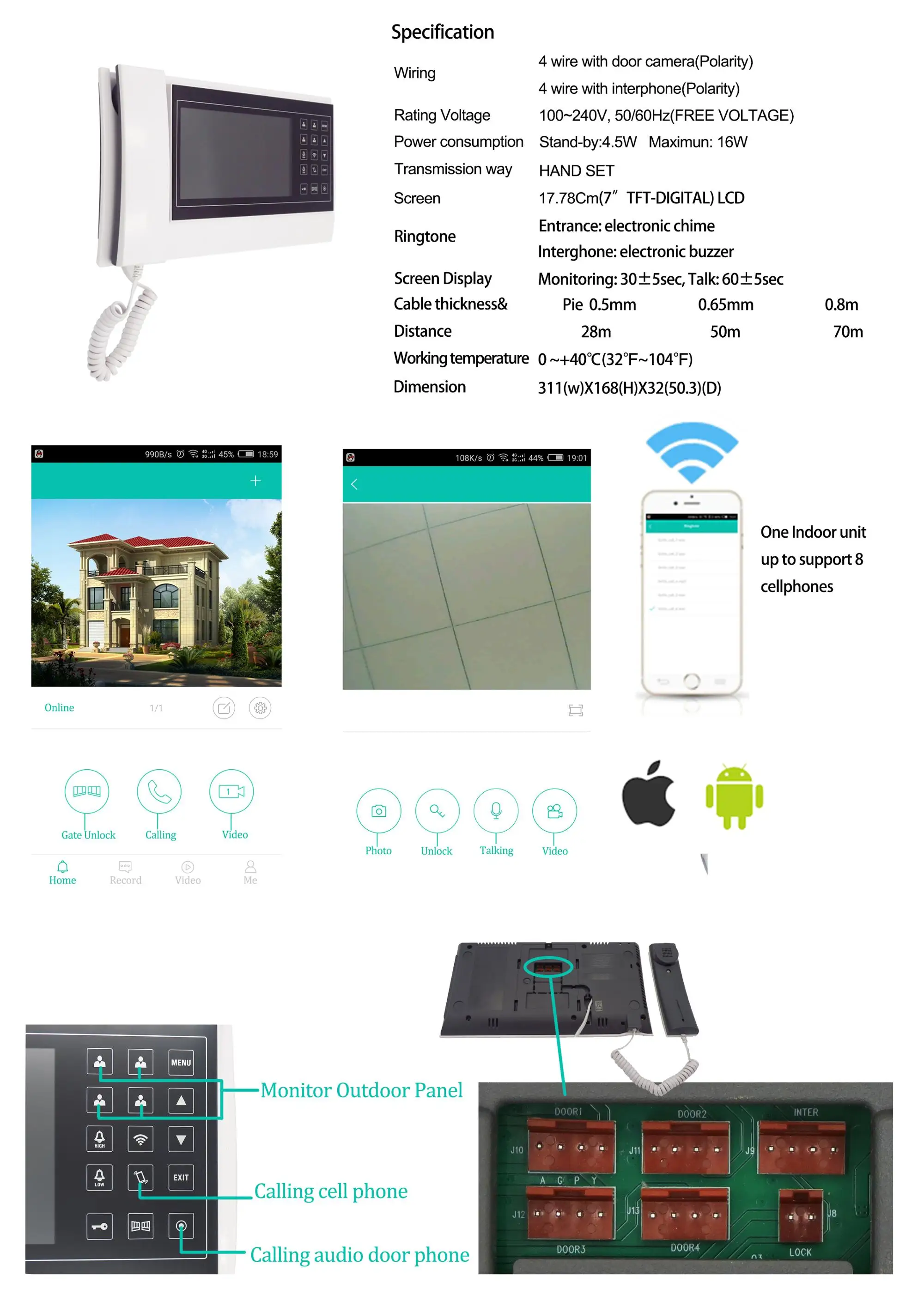 Video Door Entry System Commax Type With Built-in Wifi Connection ...