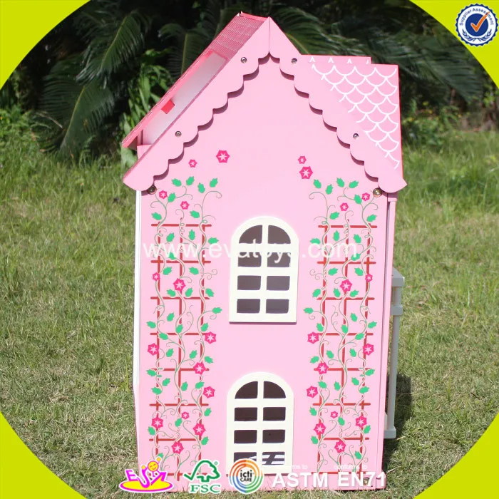 Best Design Pink House Toys Wooden Dollhouse High Quality Pink House ...