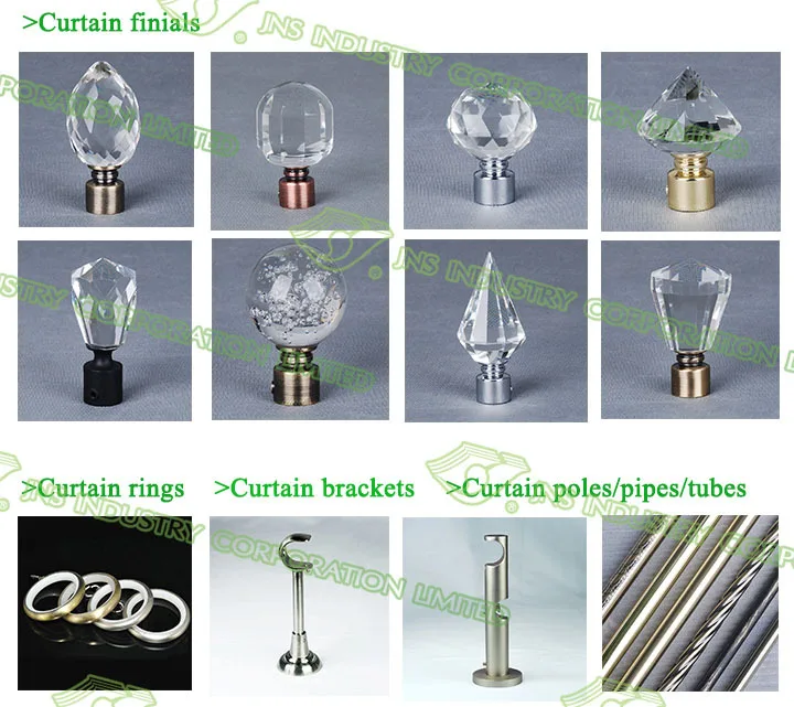 16mm Cute Finials Curtain Rod European Style Decorative Rhinestone ...