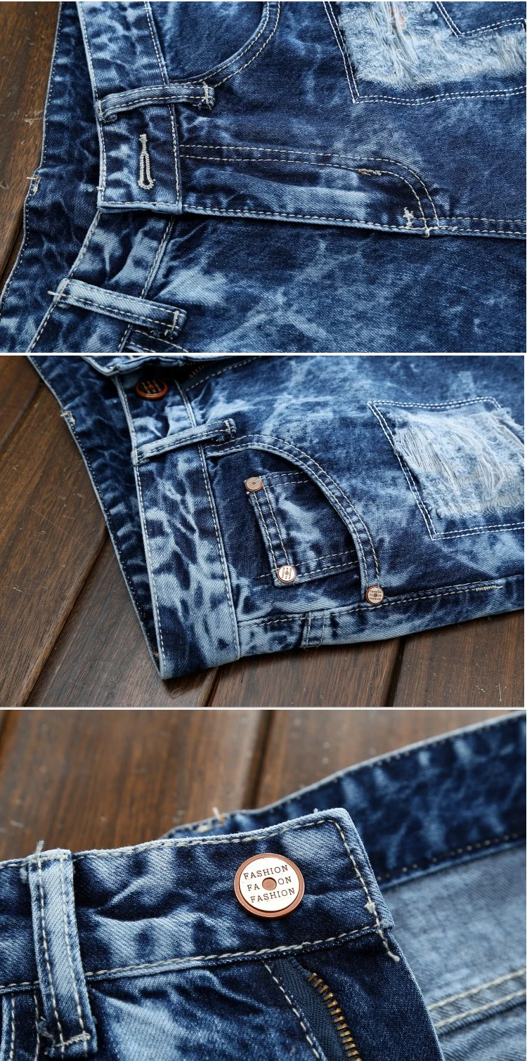 Personality Snowflake Fashion Jeans Men's Washing Trendy Hip Hop ...