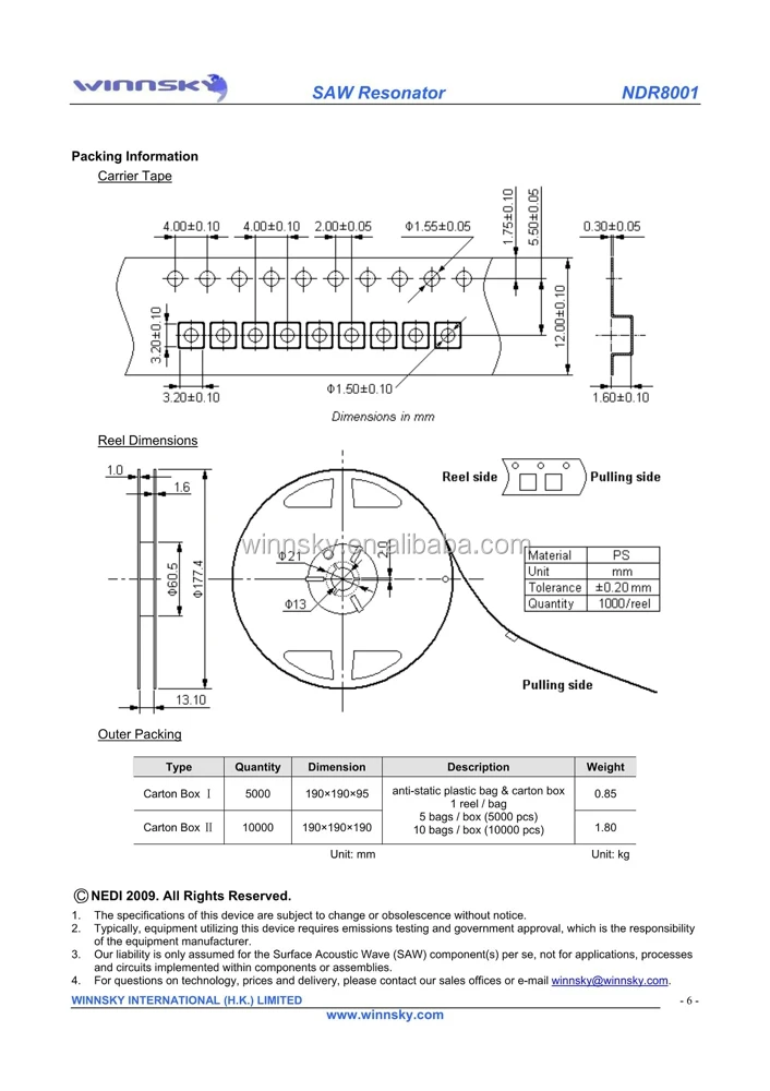 WINNSKY 868.3mhz SAW Resonator - Precision for Remote Control