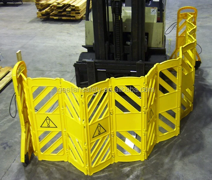 Road Plastic Retractable Expanding Portable Fence Barrier With Yellow ...