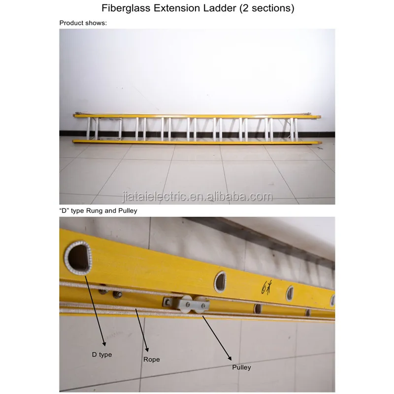12m Fiberglass Extension Ladder With Handrail - Buy Ladder,Fiberglass ...