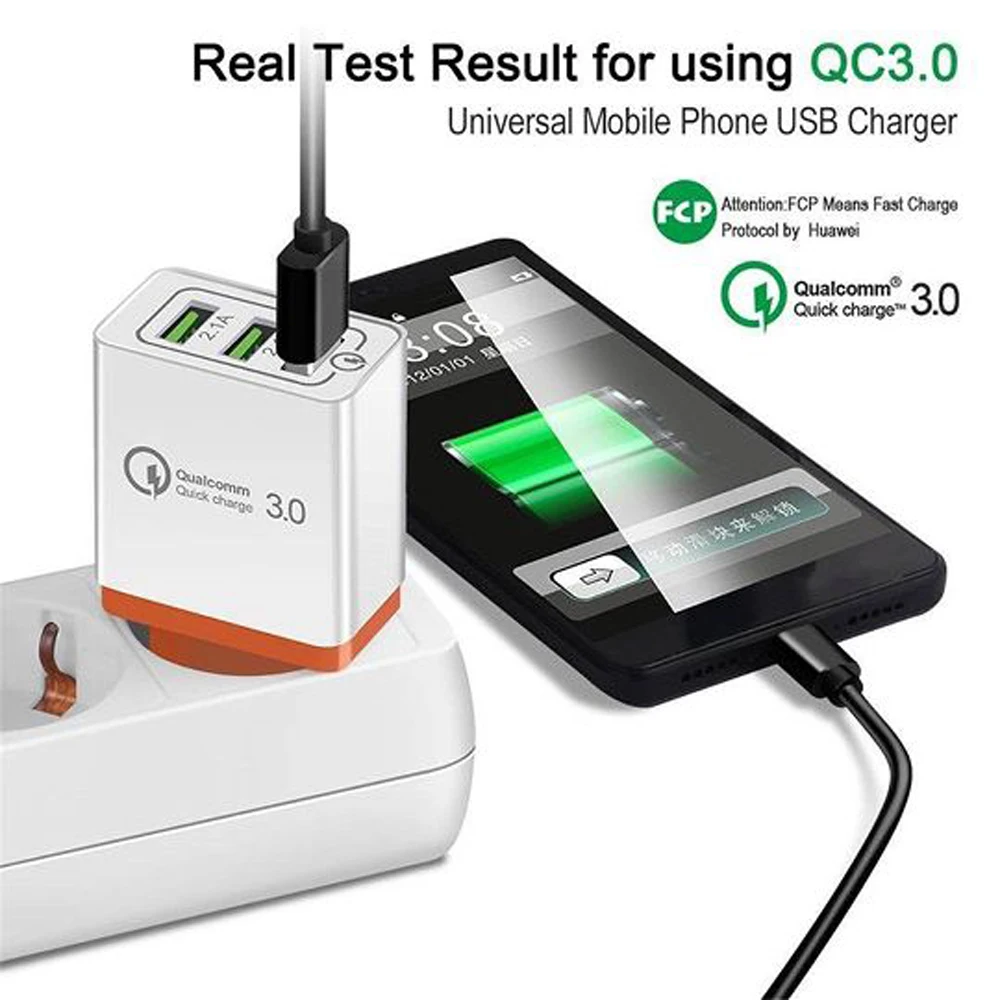Universal USB Charger with 3 Ports - Fast Charge Adapter