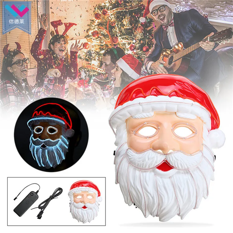 Wire Santa Claus Balaclava Christmas Mask - Light up Fun