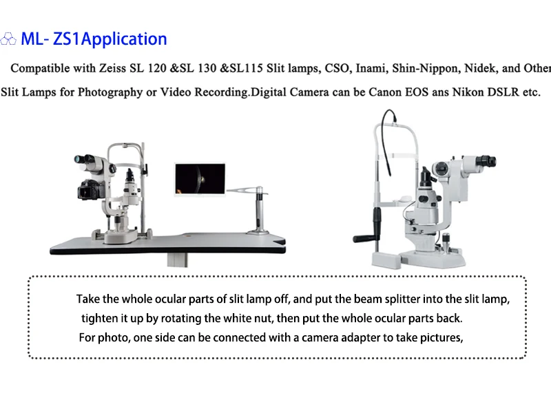 Beam Splitters For Zeiss Slit Lamp Camera Adapter Adaptors To Digital ...